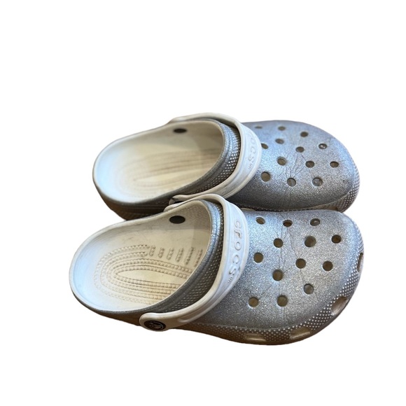 CROCS | Shoes | Crocs Kids Classic Clog Size J3 Color Silver White Girl ...